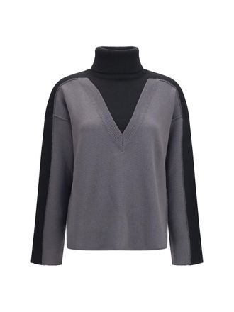 Maison Margiela Two-Tone Merino Wool Sweater - Black