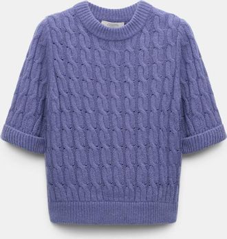Dorothee Schumacher Rundhalspullover mit Zopfmuster und halbem Arm