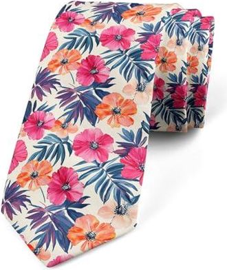 Generic Cravate Roses Orange Bleu Confortable Necktie Classique Cravate DAffaires Pour Affaires &Eacute;v&eacute;nements Mariage