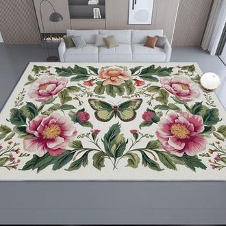 Generic Paillasson Antid&eacute;rapant Vert 140 x 200 cm, Tapis de Sol dint&eacute;rieur Lavable pour entr&eacute;e Cuisine Chambre &agrave; Coucher paillasson d&eacute;coratif, imprim&eacute; Plantes