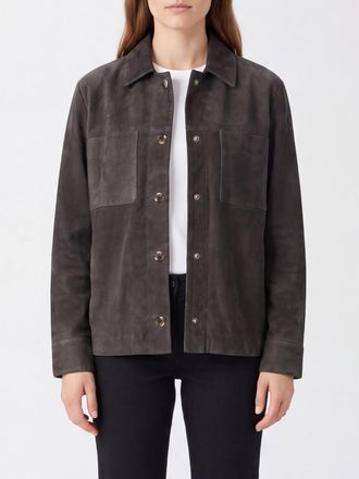 Max Mara S Max Mara Surchemise en cuir su&eacute;d&eacute; avec poches plaqu&eacute;es