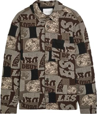 Les Deux Gewebte Kaleb Hemdjacke aus Patchwork-Jacquard - Grau