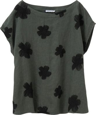 Rosso35 Rosso35, Femme, Blouses et Chemises, Multicolore, Taille: 44 FR Haut en lin brod&eacute;