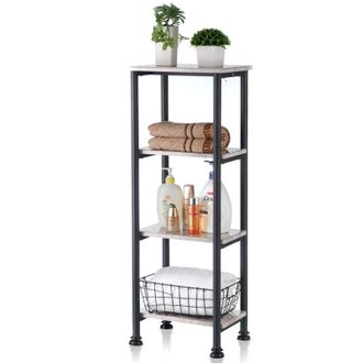 Floordirekt Badregal, Badezimmerregal mit 4 Ebenen, Nischenregal, Regal schmal, Nischenwagen platzsparend, (Charles 35 x 26 x 101 cm)