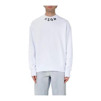 Msgm Msgm, Homme, Sweatshirts et sweats à capuche, Blanc, Taille: L SweaT-shirt Blanc à Col Rond pour Homme