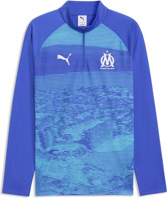 Puma Maillot d&eacute;chauffement 1/4 zip Olympique de Marseille Homme, Accessoires, Bleu, XL