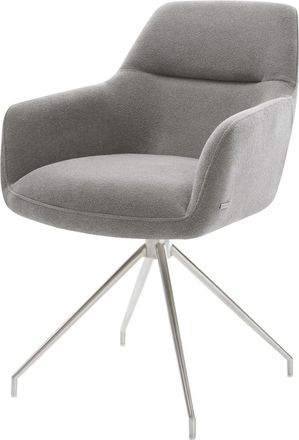 DELIFE Polsterstuhl Pejo-Flex Kreuzgestell konisch Edelstahl Strukturstoff Soft Grau Taschenfederkern