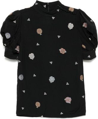 Chlo&eacute; Besticktes Oberteil mit Stehkragen - Schwarz