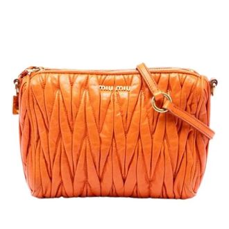 Miu Miu Sac bandouli&egrave;re matelass&eacute; en nappa Pre-owned - Femme - Pre-owned - Orange - Taille: ONE Size