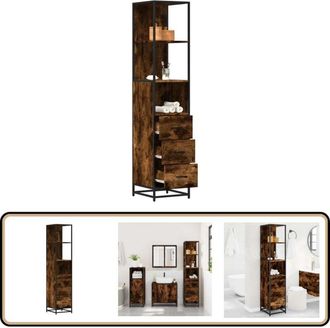 vidaXL Badschrank Räuchereiche 35x37,5x166 cm Holzwerkstoff - Vidaxl