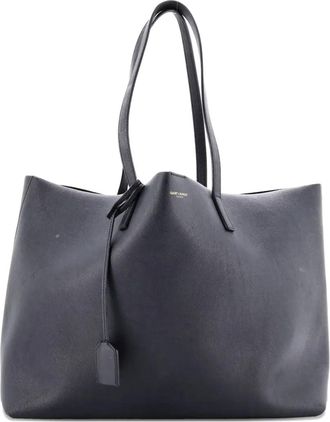 Saint Laurent Shopper Leather Large tote bag - Bleu