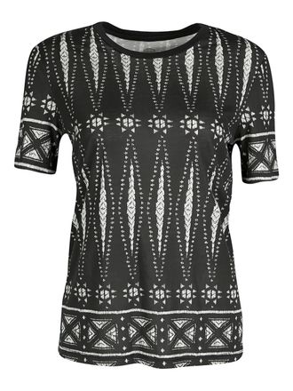 Tory Burch t-shirt en coton à imprimé géométrique - Noir