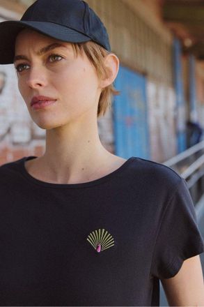 Tranquillo T-Shirt Jerseyshirt Pamelaa aus Bio-Baumwolle GOTS-zertifiziertes Bio-Baumwollshirt mit kleiner Stickerei