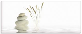 Artland ARTland Wanddeko Glasbilder Wandbild Glas Bild einteilig 125x50 cm Querformat Asien Wellness Entspannung Spa Zen Steine Gr&auml;ser Reflektion T5VB