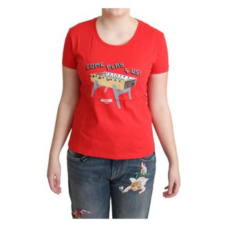 Moschino Rundhals Kurzarm T-Shirt - - Tops - Damen - Rot - XL