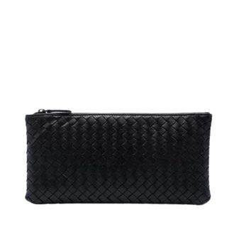 Bottega Veneta Pre-owned Gewebte Nappa Leder Pouch - - Pre-owned - Damen - Schwarzk - ONE SIZE