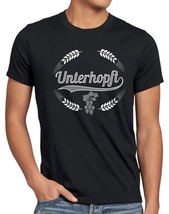 style3 Unterhopft Herren T-Shirt Kult Shirt Funshirt Bier Hopfen, Gr&ouml;&szlig;e:3XL, Farbe:Schwarz