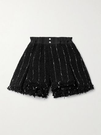 sacai Shorts Aus Boucl&eacute; Mit Nadelstreifen - Schwarz