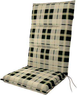 Doppler Auflage f&uuml;r Hochlehner Spot beige kariert I Gartenstuhl-Polster 118x48x5cm aus Baumwolle & Polyester I Sitzauflage weich & bequem I Sitzkissen zum Fes
