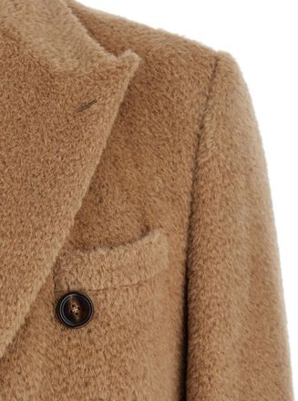 Dolce & Gabbana Mens Beige Double-Breasted Wool Blend Coat Llama