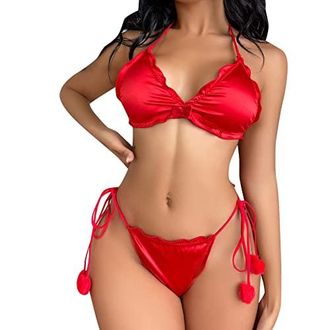 Generic Nuisette Coton Vetement Mode Body Ouvert Sexy Costume Femme Trois Points Sexy &eacute;lastique Satin Amour de Laine sous-v&ecirc;tements Sexy String Sexy &Eacute;rotique 