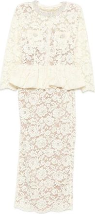 Self Portrait Peplum Floral-lace Dress