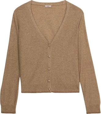 Oltre Femme, Pulls, Jaune, Taille: 40 FR Cardigan en m&eacute;lange de cachemire &agrave; col en V