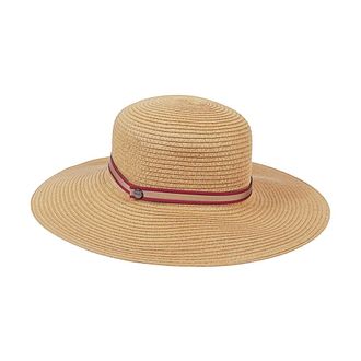 Borsalino Femme, Accessoires, Beige, Taille: M Chapeau de paille beige avec bande multicolore