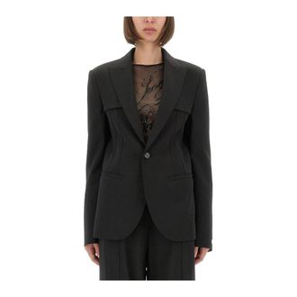 Jean Paul Gaultier Femme, Vestes, Noir, Taille: 38 FR Blazer crois&eacute; en m&eacute;lange de laine