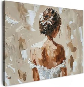 MuchoWow &copy; Impression sur Toile Decoration Murale Peinture 70x50 cm Tableaux Art D&eacute;coratif Muraux D&eacute;coration Chambre Femme - Peinture - Abstrait - Beige - Mode