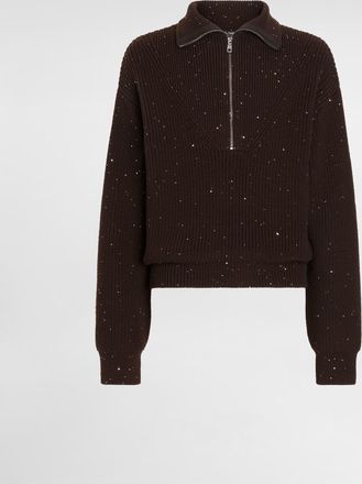 Dolce & Gabbana Rollkragenpullover Aus Wolle Mit Pailletten - Mann Strickwaren Braun Xxl