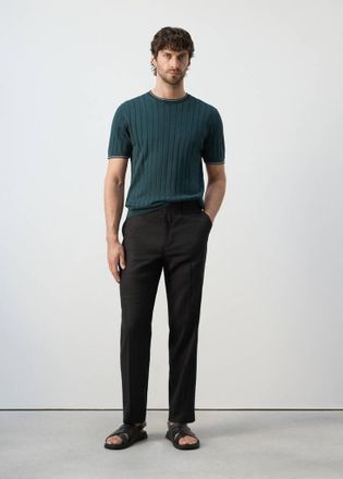 Mango Feinstrick-T-Shirt aus 100 % Baumwolle waldgr&uuml;n - Herren - XXL - MANGO MAN