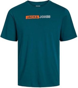 Jack & Jones Jack & Jones T-Shirt &agrave; col Rond avec Logo pour Homme, Bleu Sarcelle fonc&eacute;/imprim&eacute; : Play 5, XS
