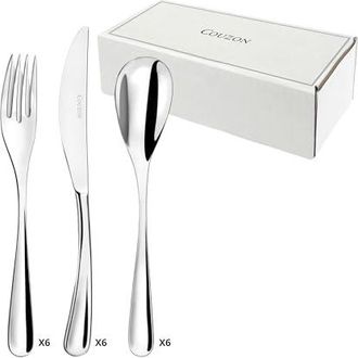 Bloomingdale's Set 18 couverts sp&eacute;cifiques pour lentr&eacute;e, le fromage et le dessert pour 6 personnes - Eole - Acier inoxydable 18/10, Finition Miroir, Epaisseur 2 mm -