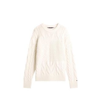 Tommy Hilfiger Pull motifs tricot&eacute;s en laine m&eacute;lang&eacute;e