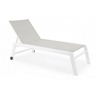BIZZOTTO Hohe Aluminium-Sonnenliege mit R&auml;dern Hilde wei&szlig;