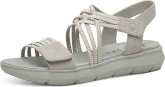 Jana Coshy Damen Sandalen flach mit Klettverschluss Vegan, Grau (Stone), 39 EU