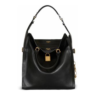 Balmain Homme, Sacs, Noir, Taille: ONE Size Sac cabas Pulse Large en cuir de veau cir&eacute;