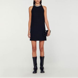 Sandro Kleid mit Schmuckkragen