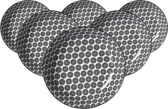 Ritzenhoff & Breker Takeo Circles Suppenteller 6er Set, 20 cm, Tiefe Teller mit vollfl&auml;chigem Dekor, Skandinavisches Design, Mix-&-Match-Geschirr, Porzellan, Wei&szlig; und Sch