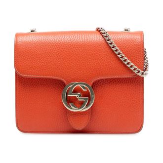Gucci Sac bandouli&egrave;re en cuir &agrave; cha&icirc;ne Pre-owned - Femme - Pre-owned - Orange - Taille: ONE Size
