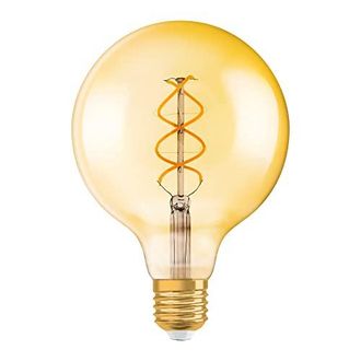 Osram Vintage Edition 1906 Ampoule LED &agrave; Filament Spirale | Culot E27 | Forme Globe 125mm Or Ambr&eacute;e | Dimmable | Blanc Chaud 2000K | 4W