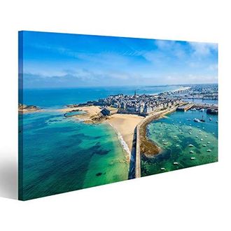Islandburner Tableau sur toile Vue a&eacute;rienne Saint Malo Bretagne France Cadre Affiche Poster Murale Tableaux