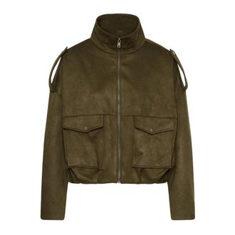 Kaffe KAaster Bomberjacke aus Kunstwildleder - - Jackets - Damen - Gr&uuml;n - S