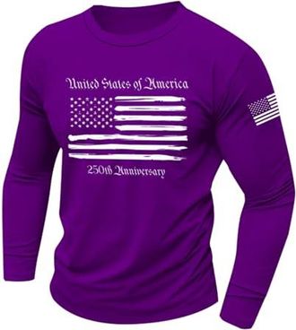 Generic Sweat-shirt imprim&eacute; drapeau am&eacute;ricain &agrave; manches longues pour homme - Pull tendance &agrave; col rond - Coupe ample - Confortable - Respirant - V&ecirc;tement de sp