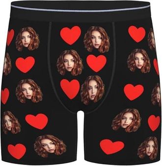 Generic Calecon personnalise Homme avec Photo et Texte nom Boxer Personnalis&eacute; Calecon Personnalisable Cale&ccedil;on Cadeau Original de Saint-Valentin pour Mari Cade