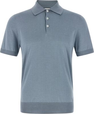 Brunello Cucinelli Homme, Tops, Bleu, Taille: 2XL Polo en coton avec passepoil contrastant