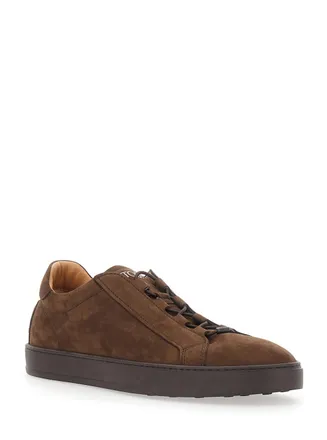 Tod's Mens Low-Top Suede Sneakers Brown Sheep Leather Trainers