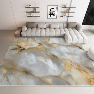Generic Tapis Salon 120 x 180 cm - Gris Tapis Doux Décorations Chambre à Coucher Design Abstrait Délicat Texture Marbrée Moquette Lavable en Machine pour Cham