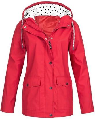 Generic Veste de pluie l&eacute;g&egrave;re pour femmes avec capuche coupe-vent imperm&eacute;able &agrave; manches longues et fermeture &eacute;clair design ajustable avec cordon et poches fon